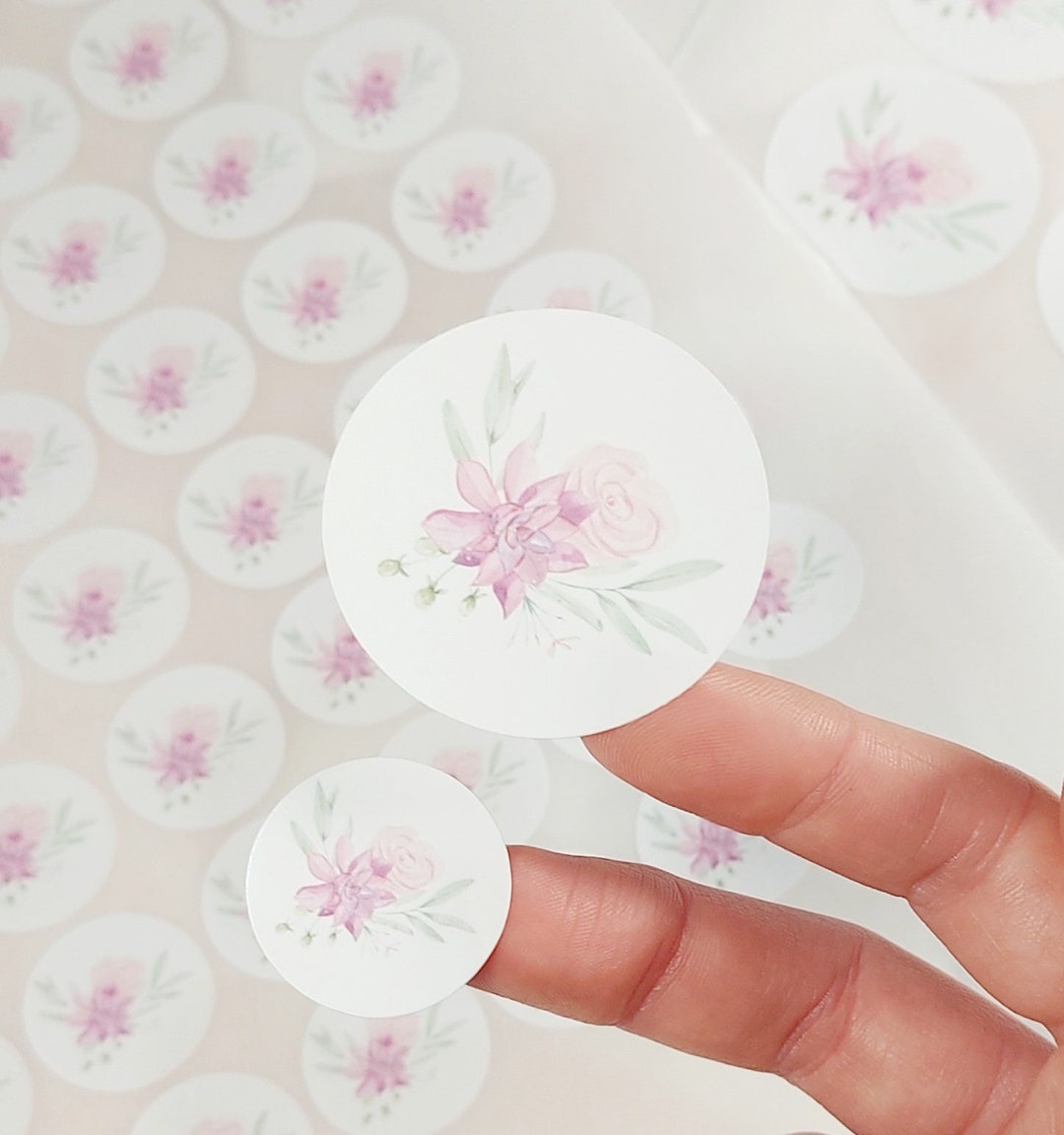 Pink Flower Stickers Floral Stickers for Wedding Invitations Round ...