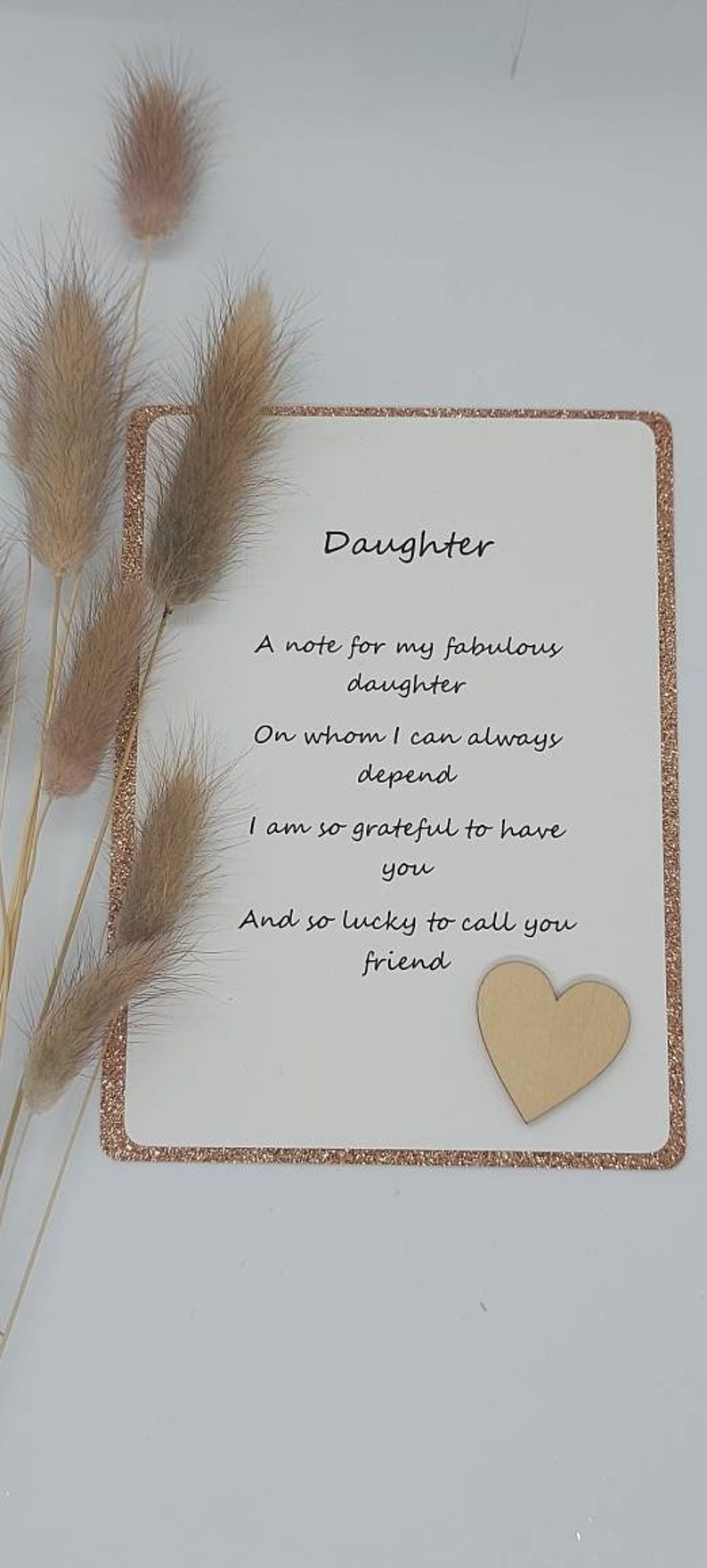 Handmade Daughter Card: Linen Card With Wooden Heart - Etsy