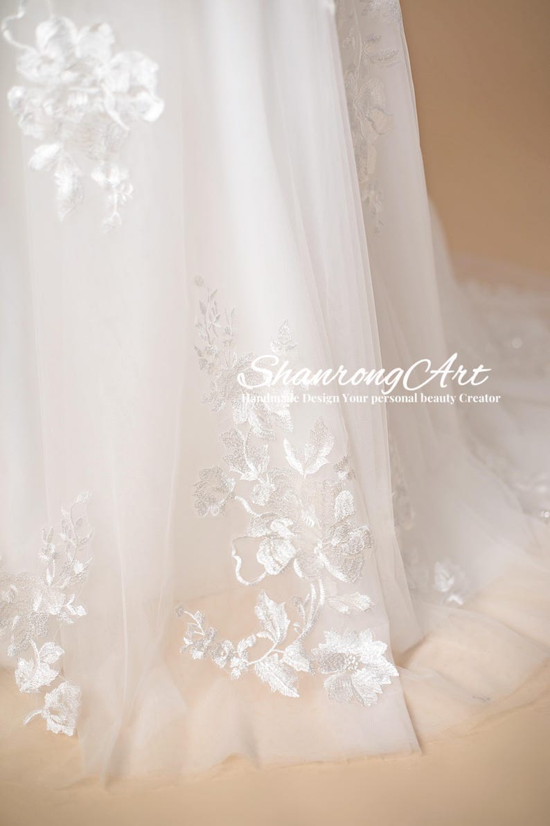 Elegant Sheer Lace A-line Wedding Dress, Boho Bridal Gown, Corset Back ...