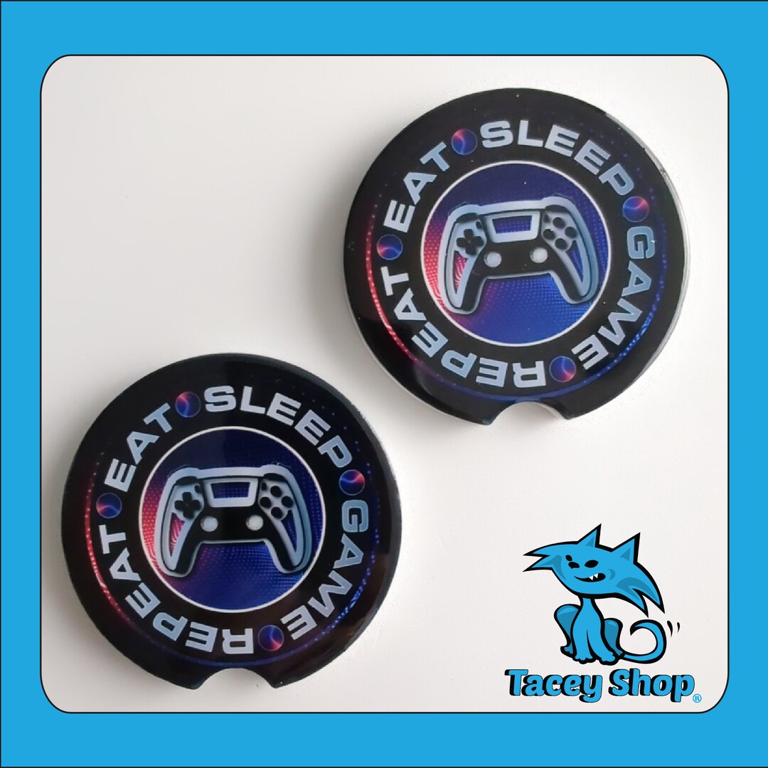 Gamer Car Coasters: Eat Sleep Game Repeat - Sandstone Set of 2 - Etsy