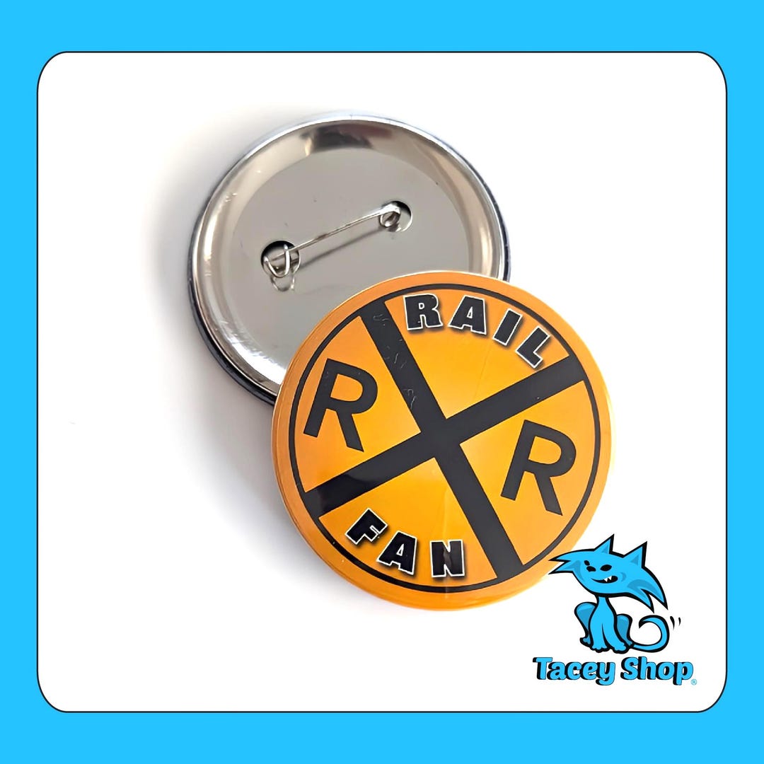 Railfan Railroad Crossing Pinback Button: Train Enthusiast Gift - Etsy