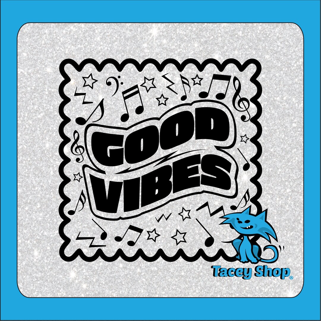 SVG Cut File Good Vibes Music Notes Frame Design for - Etsy
