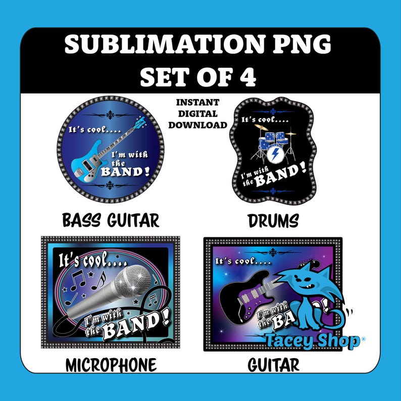 Music Band PNG Bundle: Sublimation Designs for Crafts (commercial Use ...