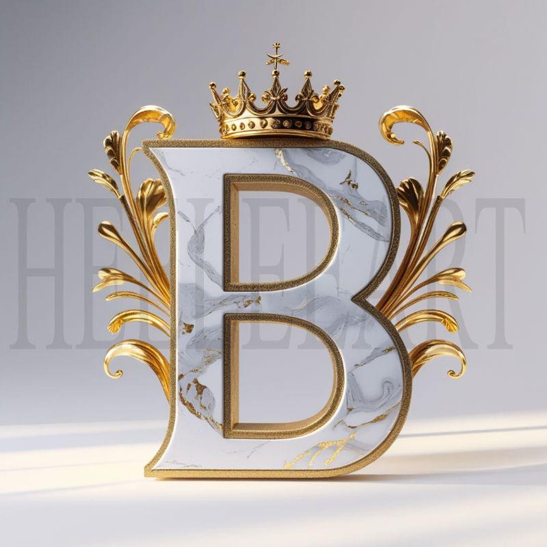 Digital Download Monogram B Letter With Crown, Royal Alphabet Initial ...