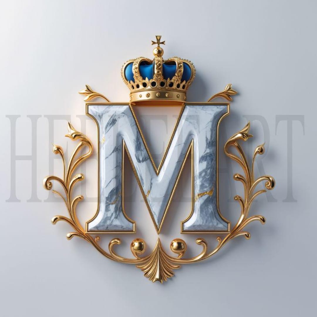 Digital Download Monogram M Letter With Crown, Royal Alphabet Initial ...