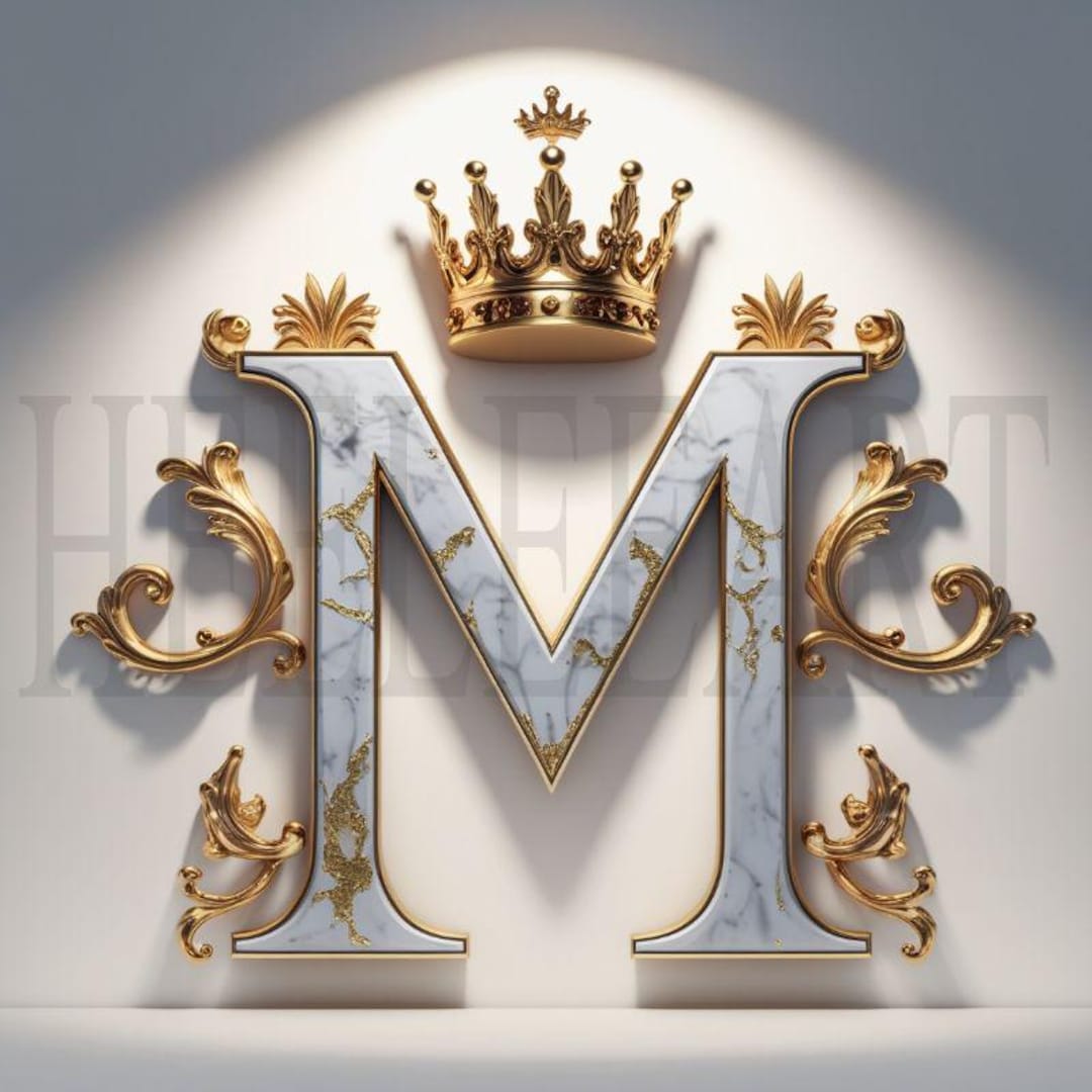 Digital Download Monogram M Letter With Crown, Royal Alphabet Initial ...