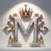 Digital Download Monogram M Letter With Crown, Royal Alphabet Initial ...