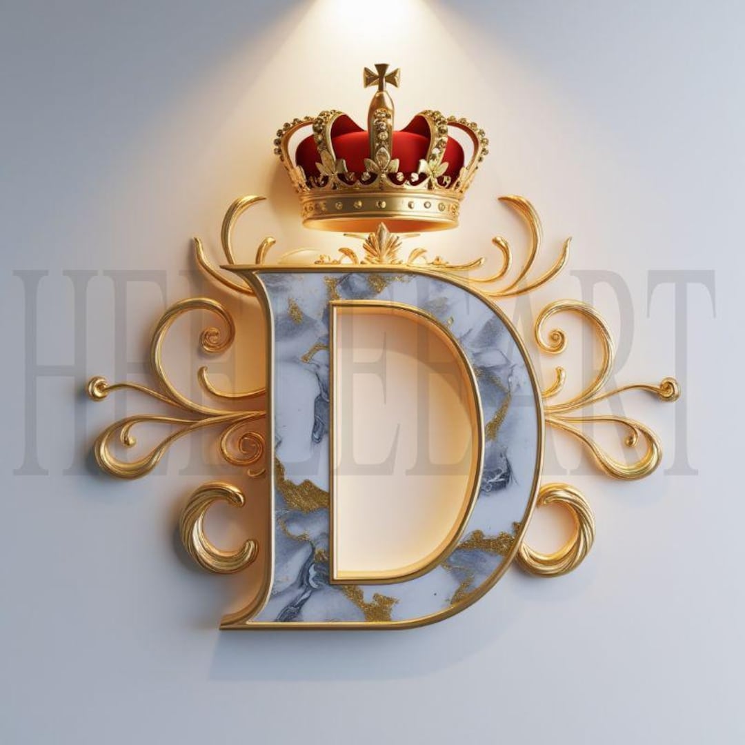 Digital Download Monogram D Letter With Crown, Royal Alphabet Initial ...