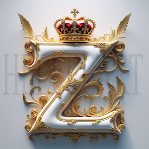 Golden Letter Z Monogram With Crown – Luxury Digital Download, Royal ...