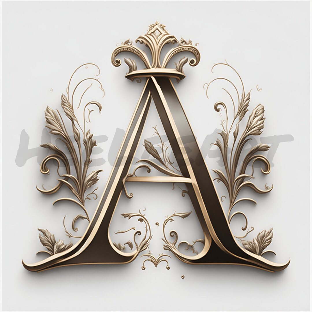 Letter A Golden Crown Alphabet Monogram Initials on White Background ...