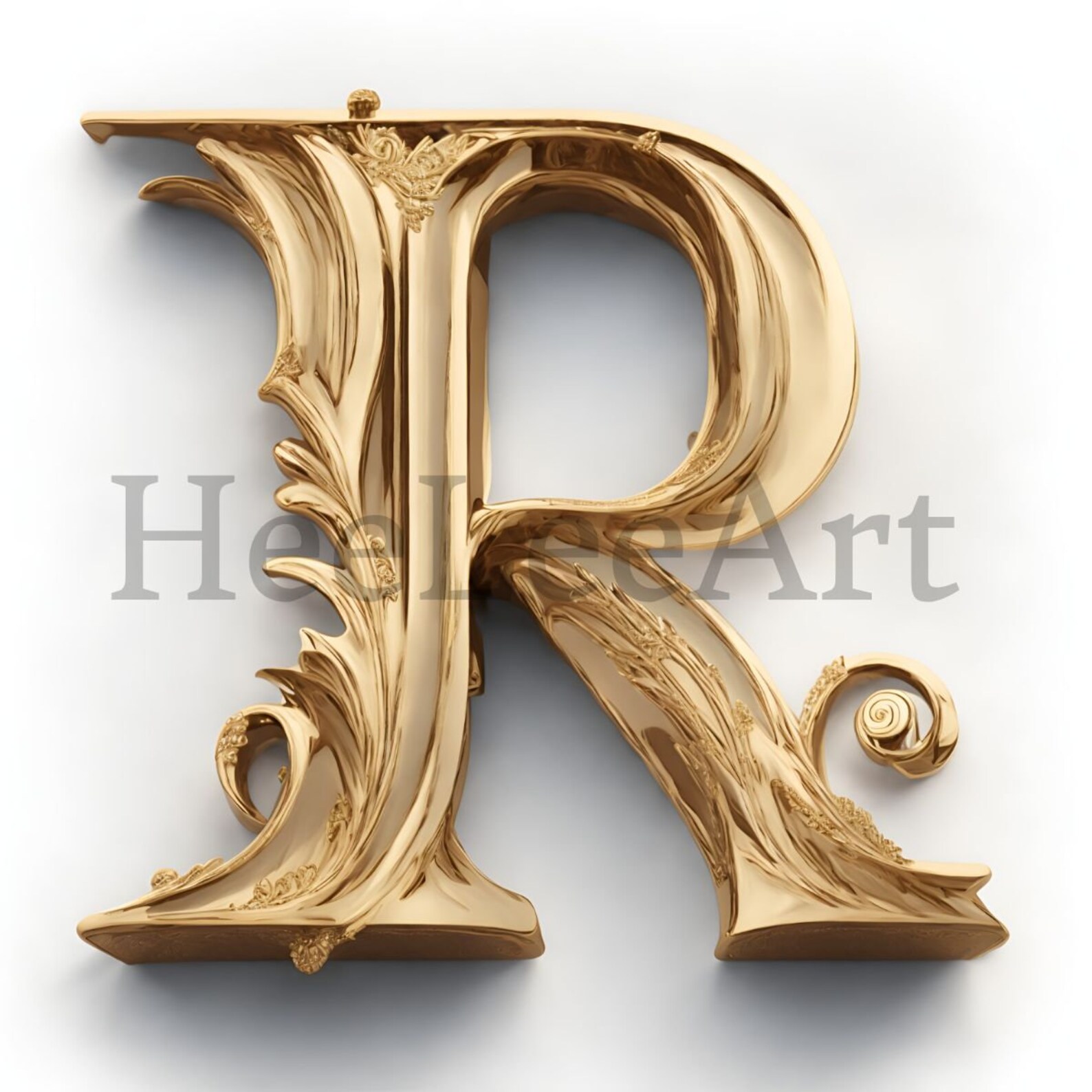 Letter R Platinum Golden Alphabet Monogram Initials on White Background ...