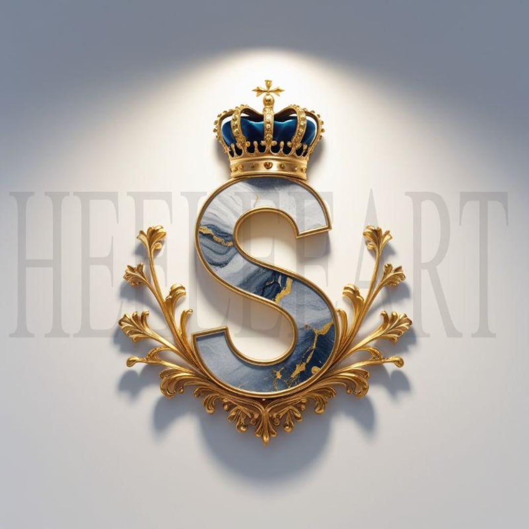 Digital Download Monogram S Letter With Crown, Royal Alphabet Initial ...