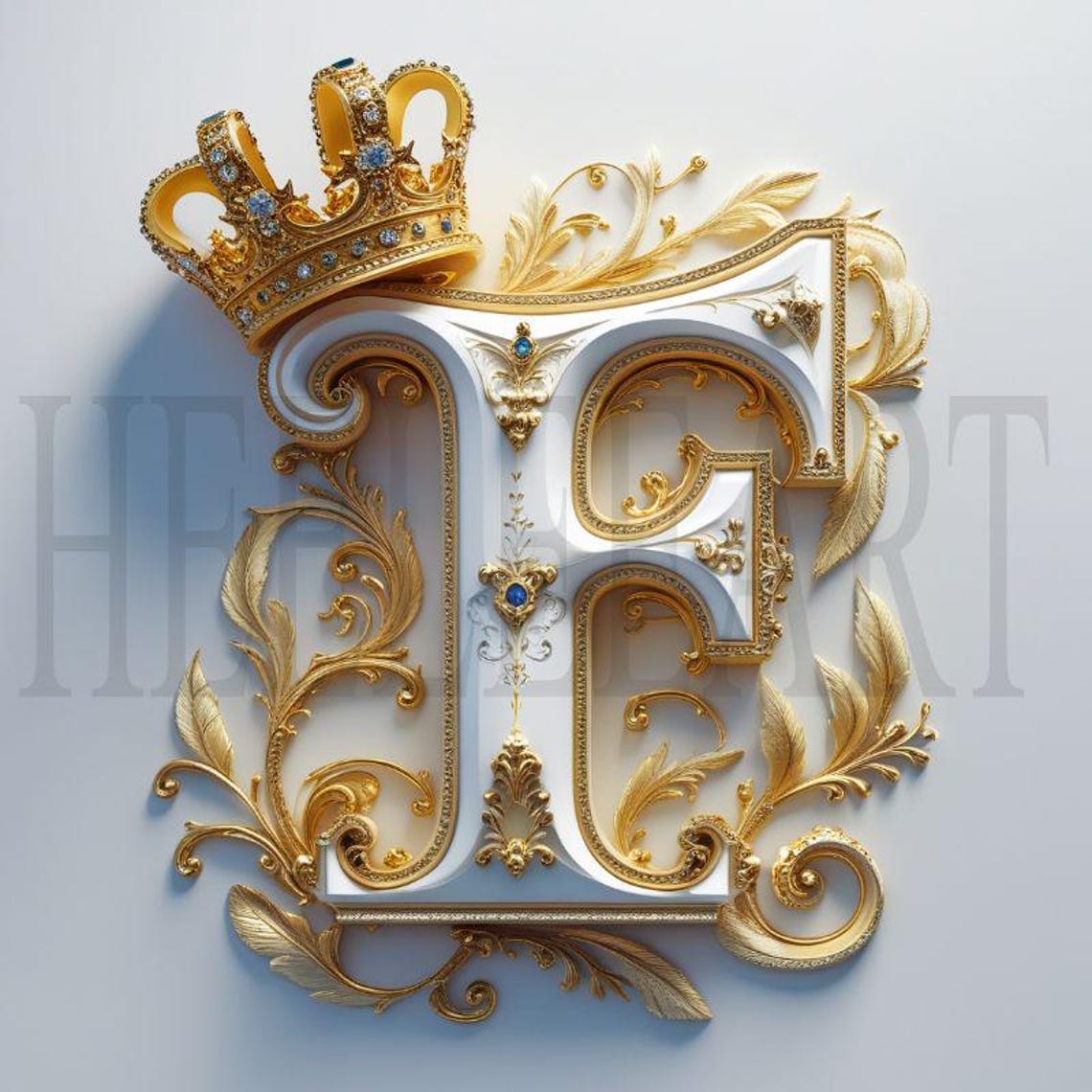 Golden Letter F Monogram With Crown – Luxury Digital Download, Royal ...