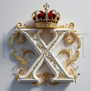 Golden Letter X Monogram With Crown – Luxury Digital Download, Royal ...