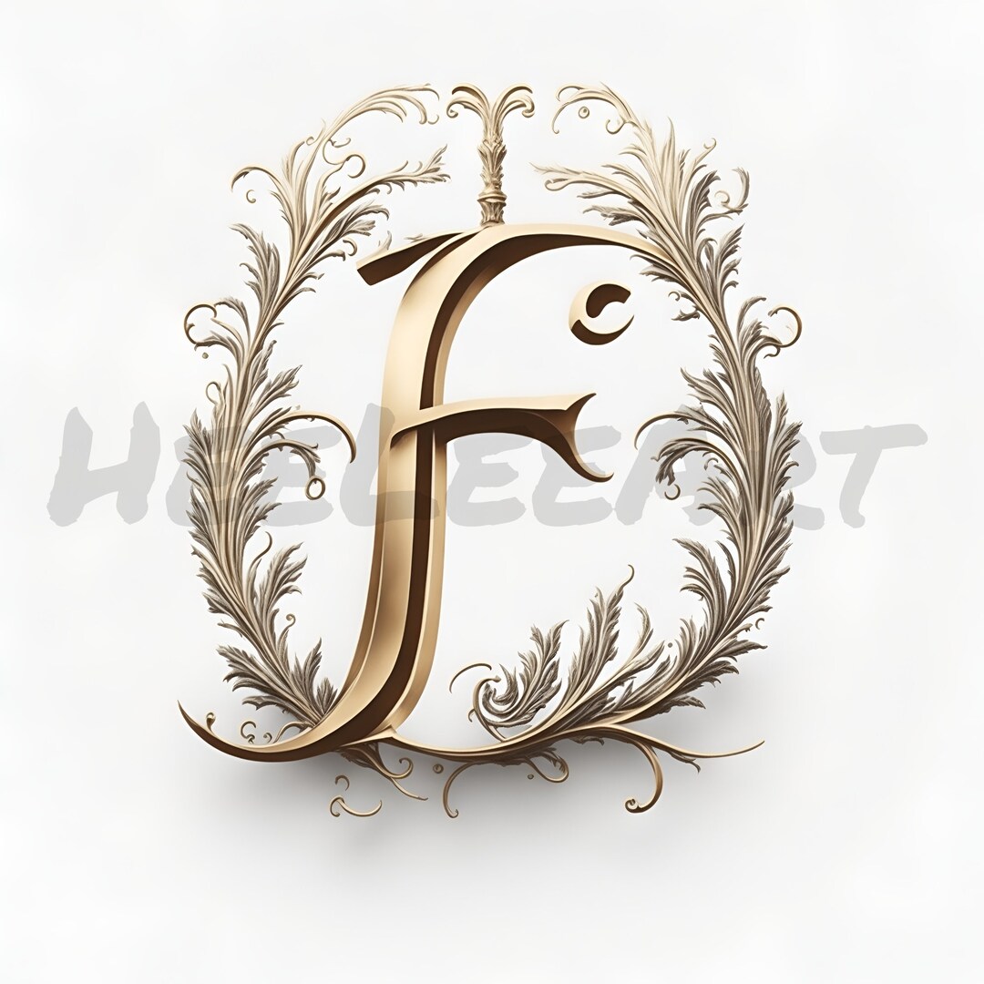 Letter F Golden Crown Alphabet Monogram Initials on White Background ...