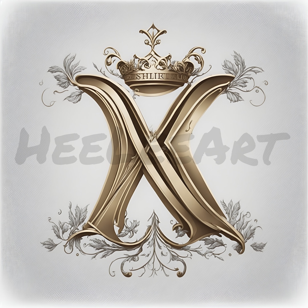 Letter X Golden Crown Alphabet Monogram Initials on White Background ...