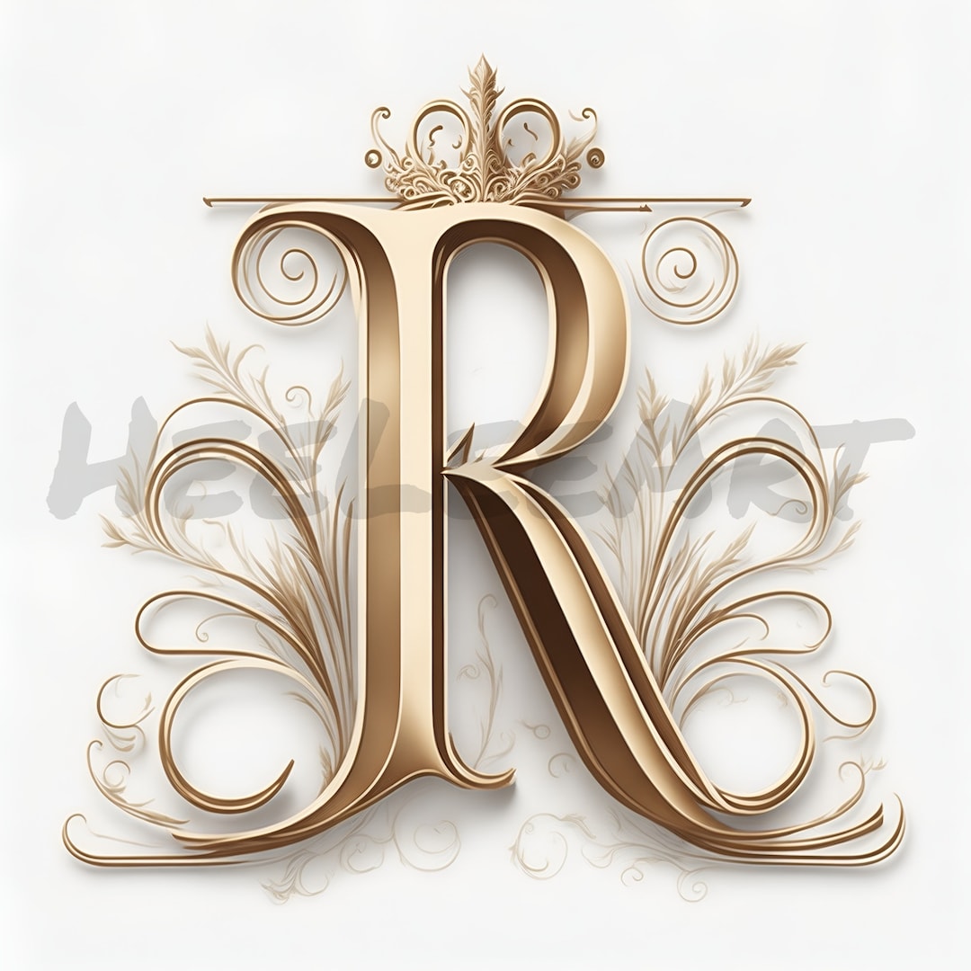 Letter R Golden Crown Alphabet Monogram Initials on White Background ...