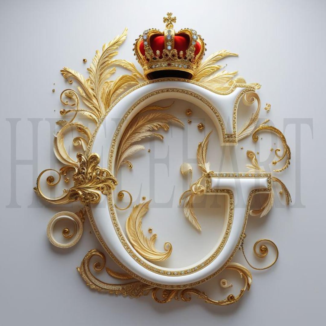Golden Letter G Monogram With Crown – Luxury Digital Download, Royal ...