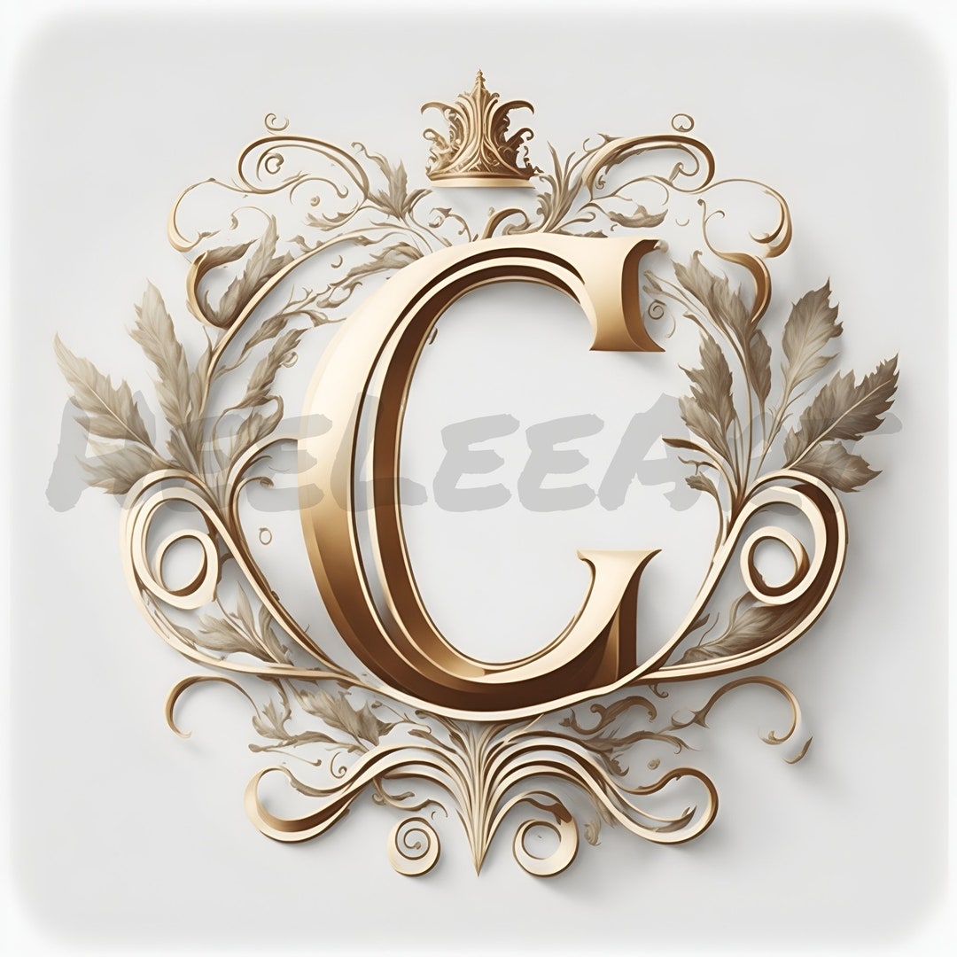 Letter G Golden Crown Alphabet Monogram Initials on White Background ...