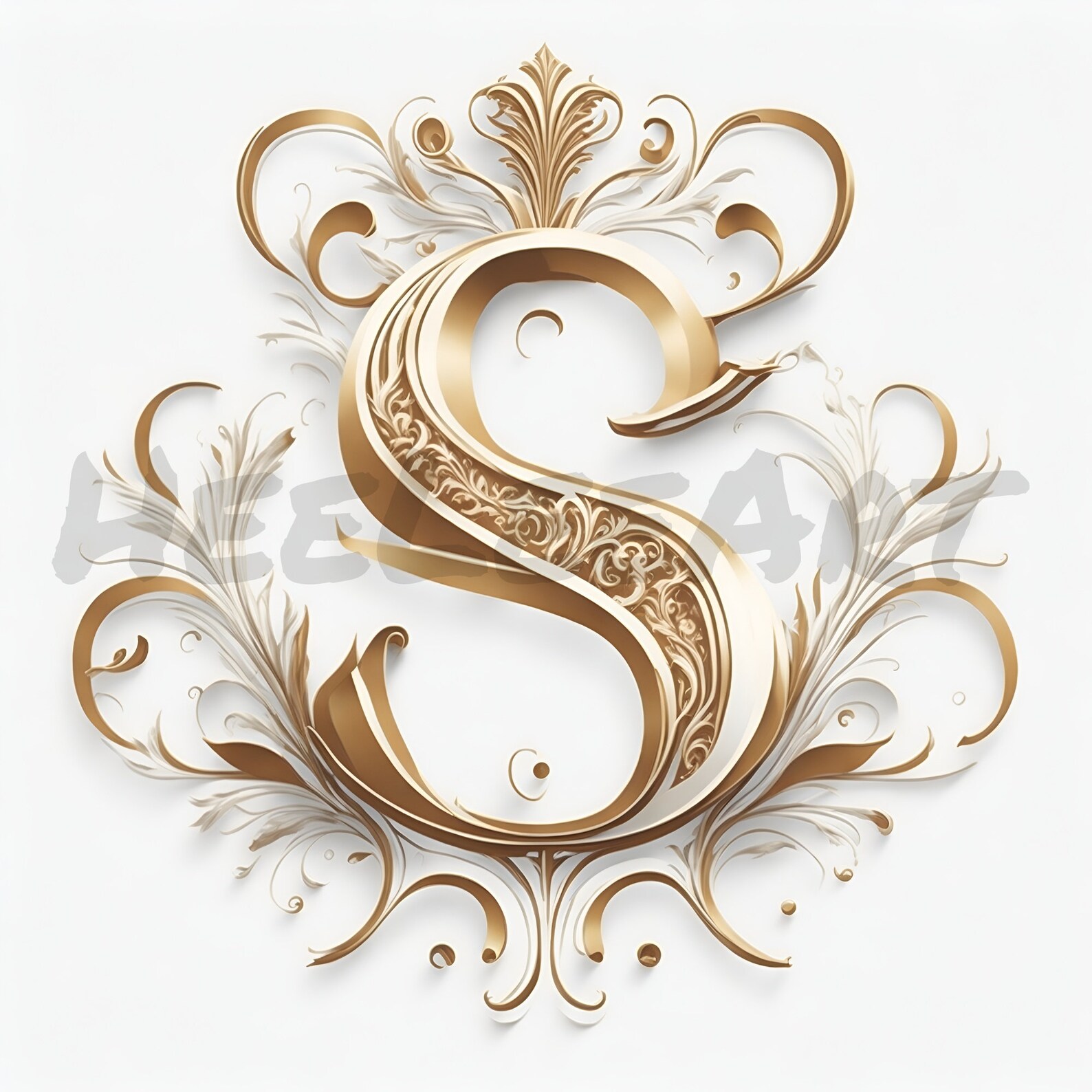 Letter S Golden Crown Alphabet Monogram Initials on White Background ...