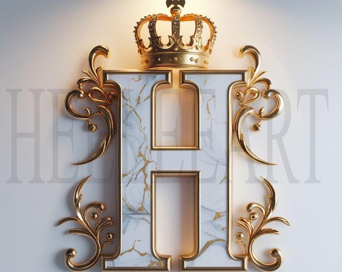 Buy Digital Download - Letter H Crown on Whitish Background Alphabet ...