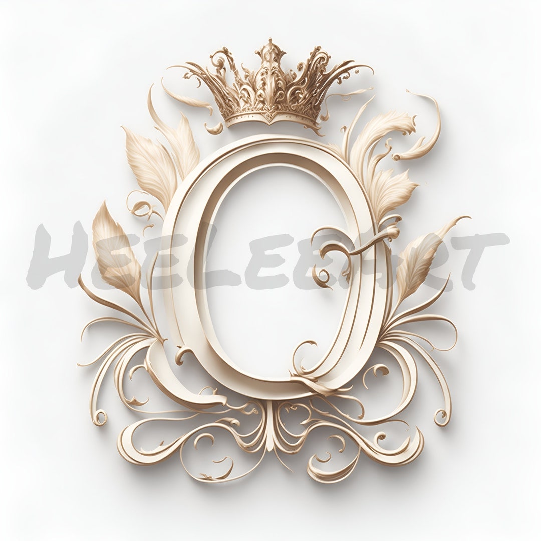 Letter Q Golden Crown Alphabet Monogram Initials on White Background ...