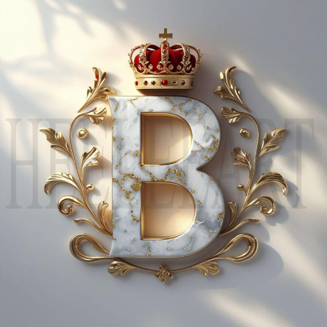 Digital Download Monogram B Letter With Crown, Royal Alphabet Initial ...