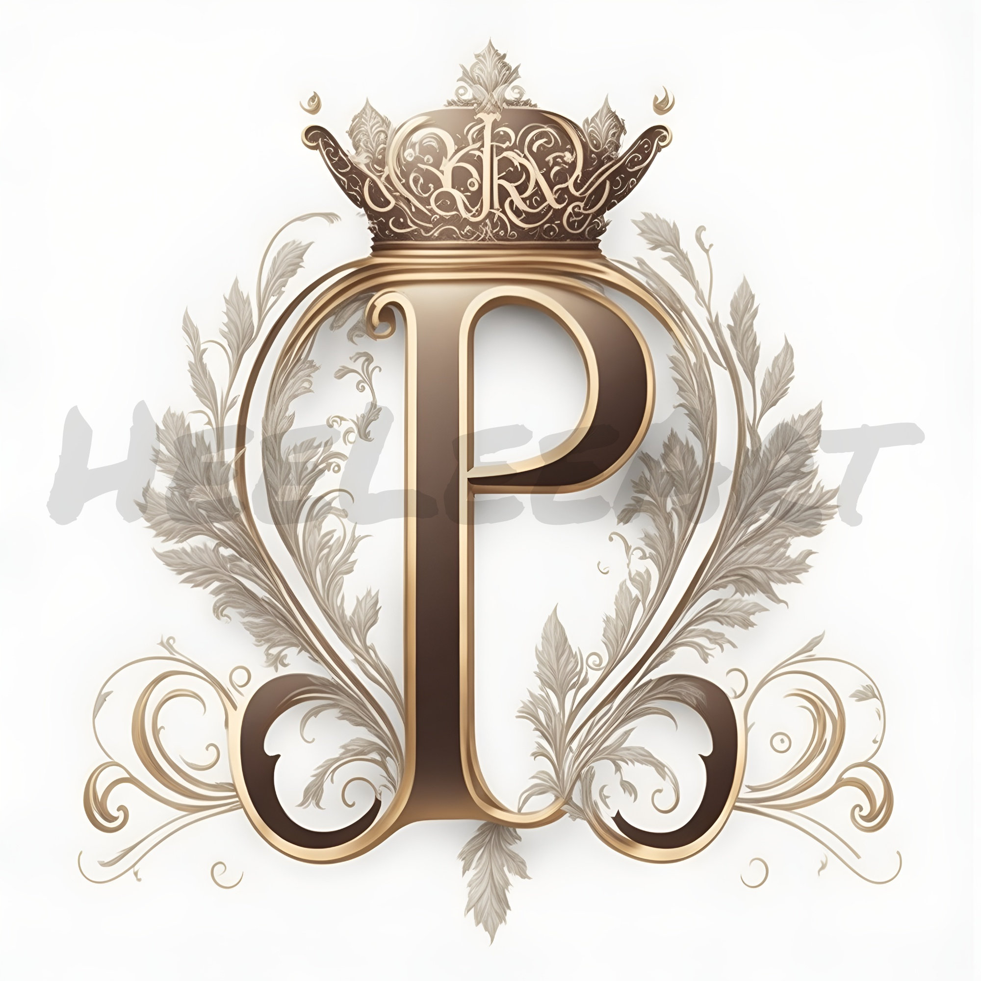 Letter P Golden Crown Alphabet Monogram Initials on White Background ...