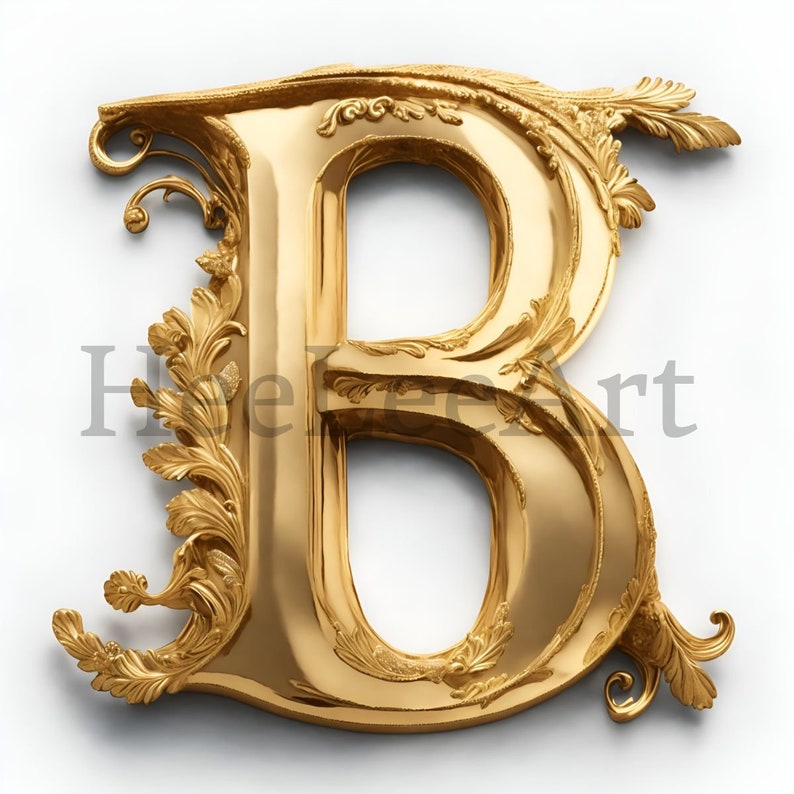 Letter B Platinum Golden Alphabet Monogram Initials on White Background ...