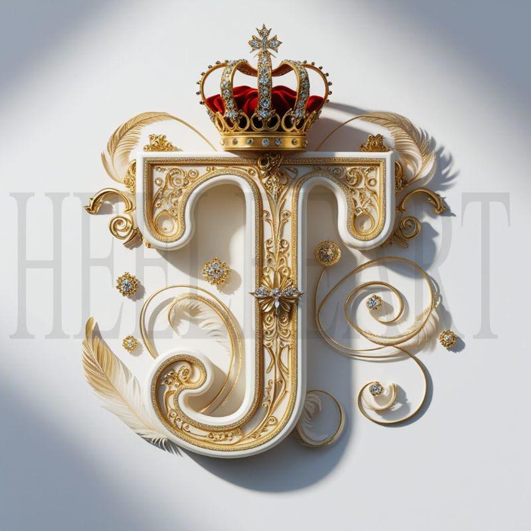 Golden Letter J Monogram With Crown – Luxury Digital Download, Royal ...