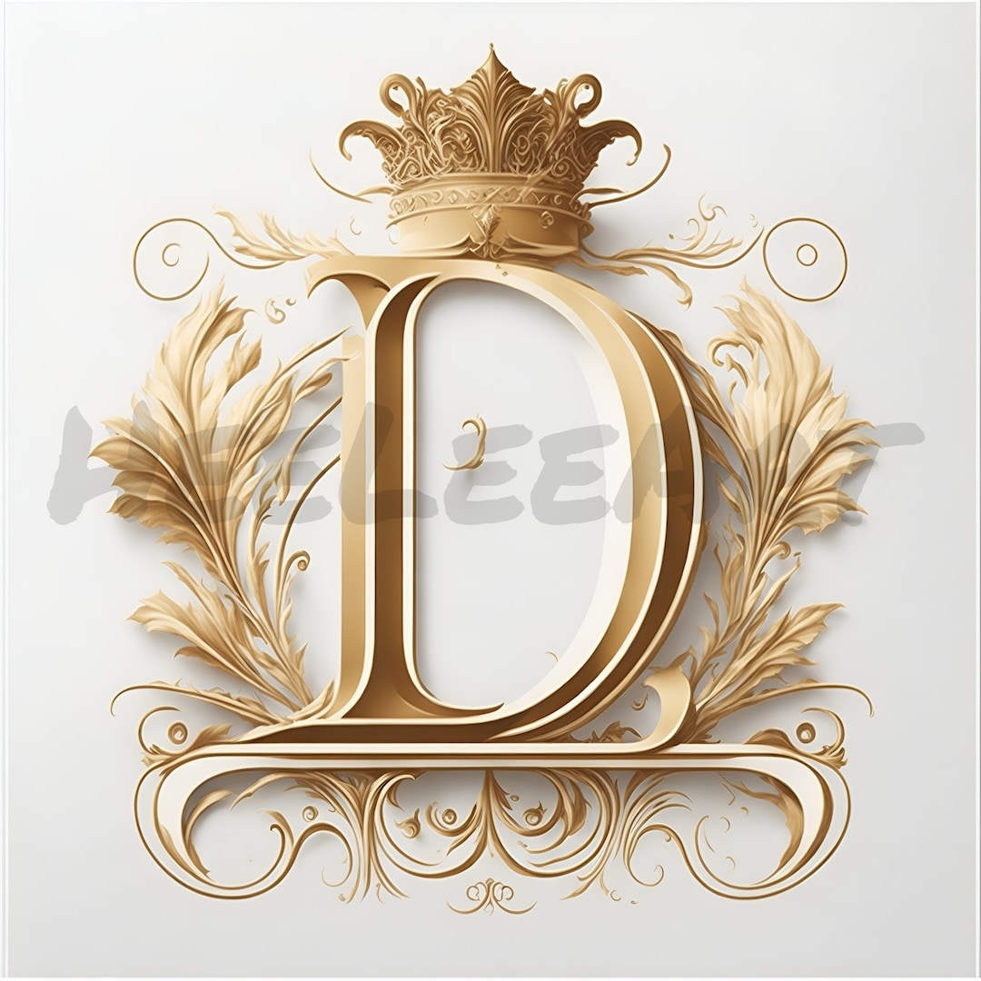 Letter D Golden Crown Alphabet Monogram Initials on White Background ...