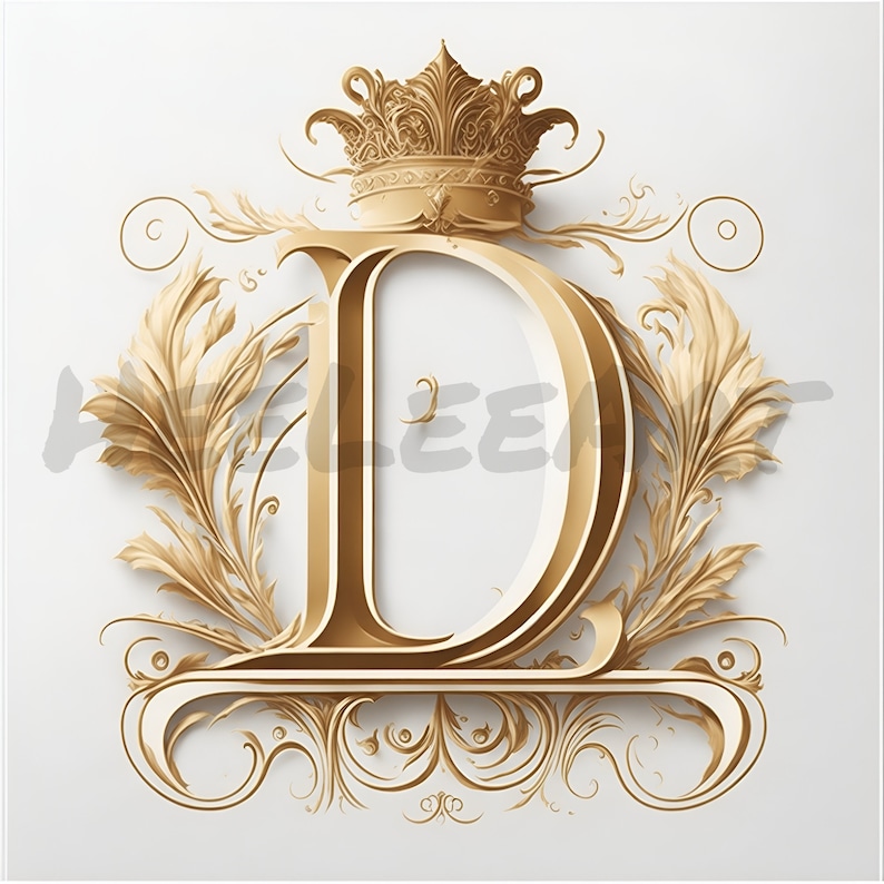 Letter D Golden Crown Alphabet Monogram Initials on White Background ...
