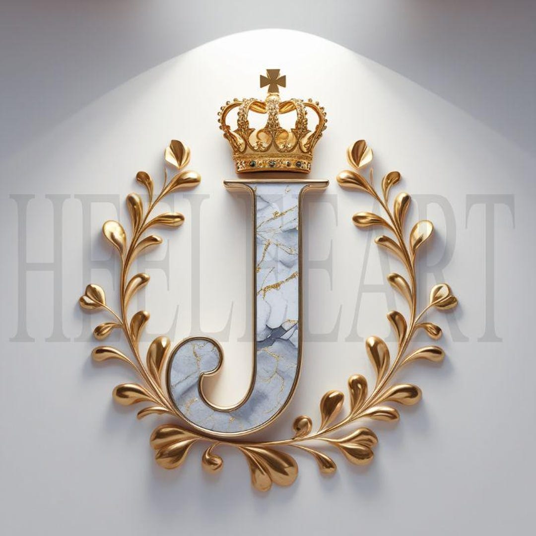 Digital Download Monogram J Letter With Crown, Royal Alphabet Initial ...