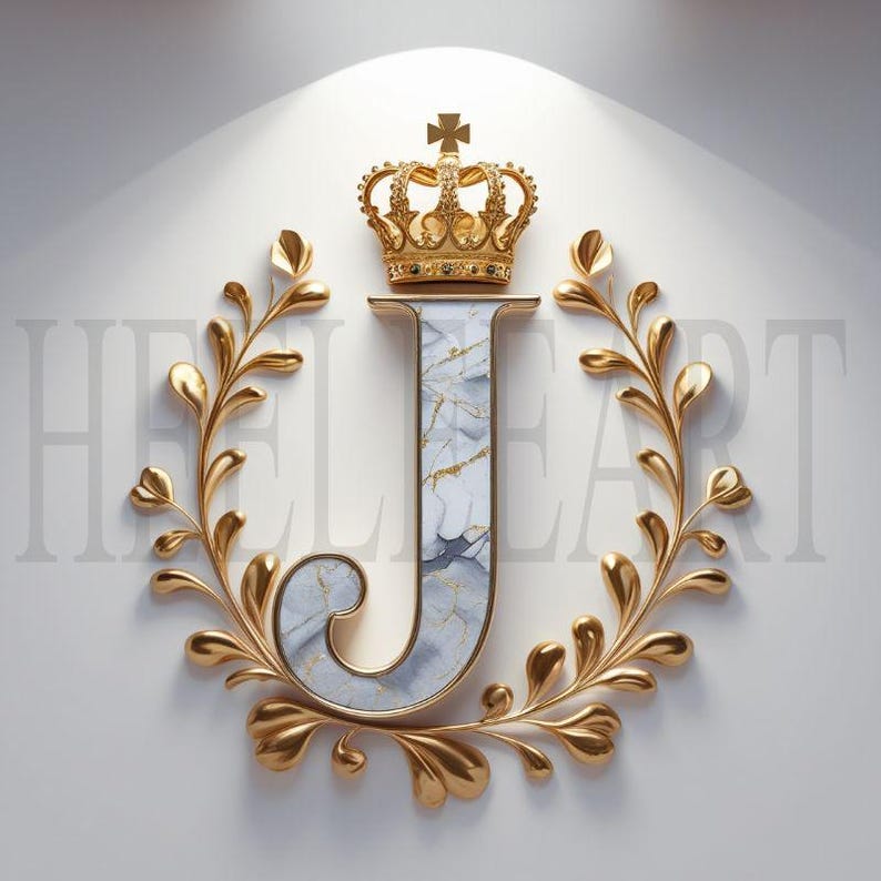 Digital Download Monogram J Letter With Crown, Royal Alphabet Initial ...