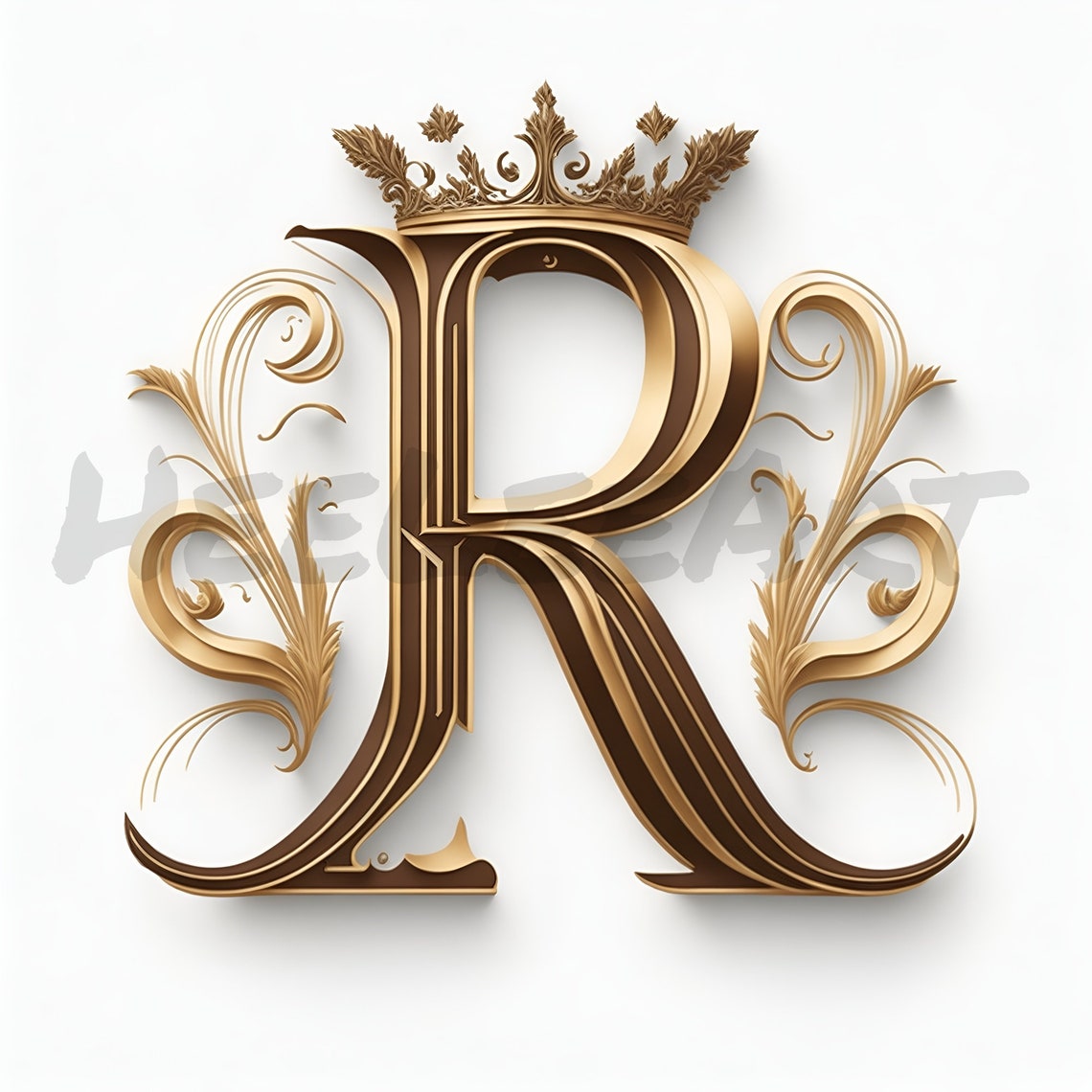 Letter R Golden Crown Alphabet Monogram Initials on White Background ...