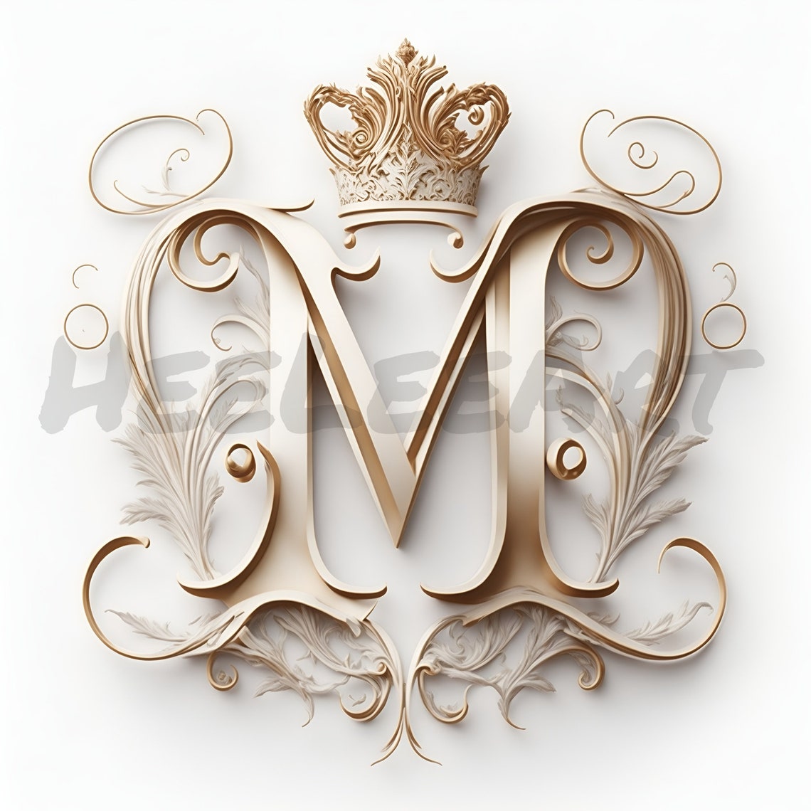 Letter M Golden Crown Alphabet Monogram Initials on White Background ...
