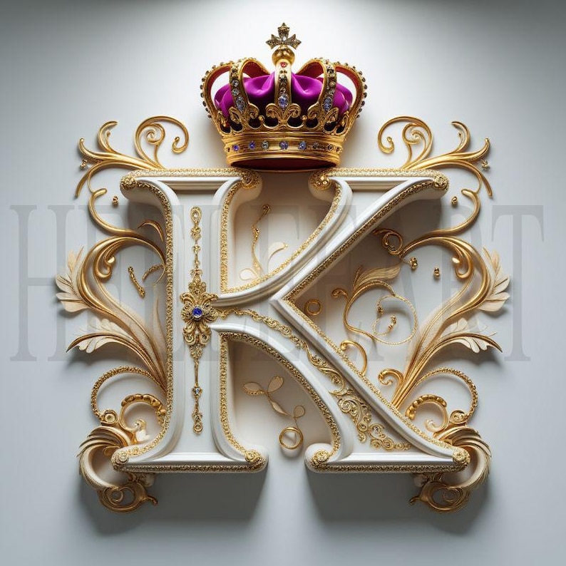 Golden Letter K Monogram With Crown – Luxury Digital Download, Royal ...