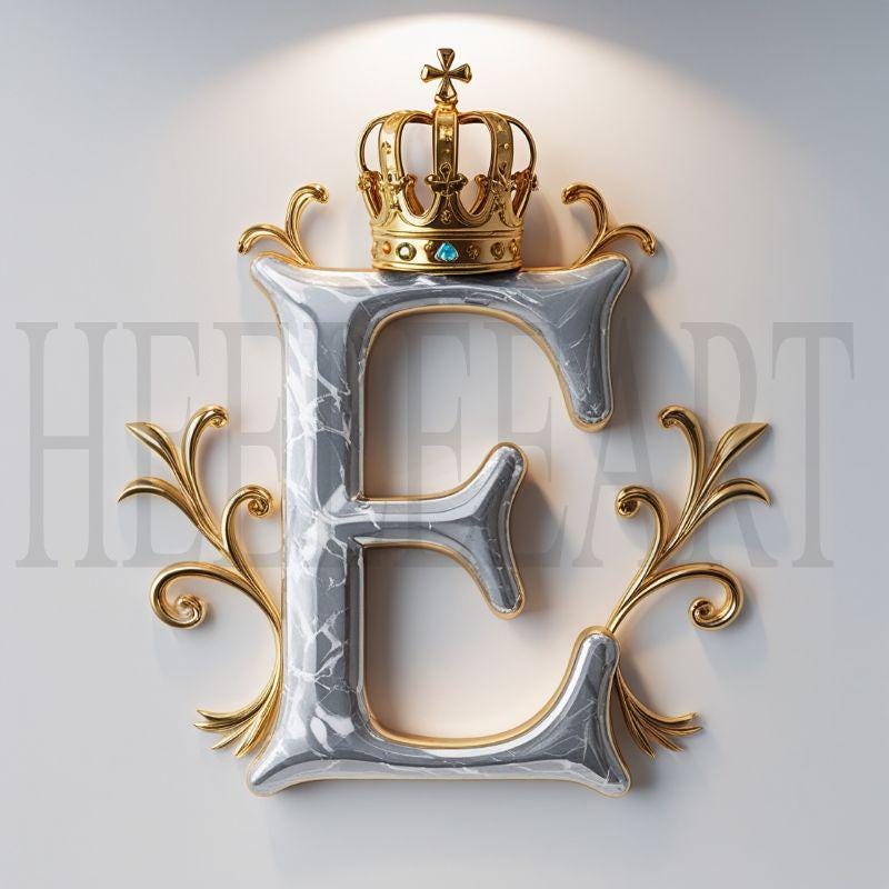 Digital Download Monogram E Letter With Crown, Royal Alphabet Initial ...