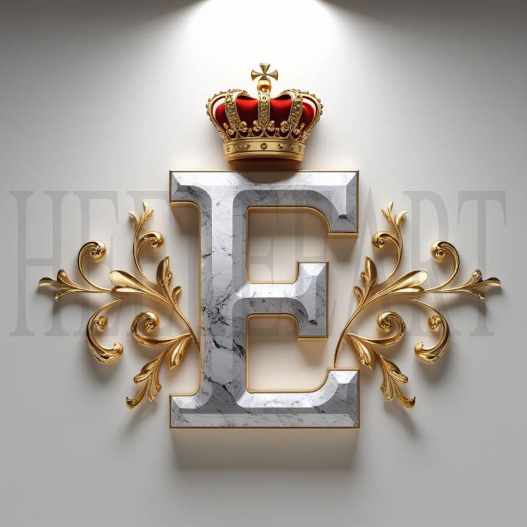 Digital Download Monogram E Letter With Crown, Royal Alphabet Initial ...