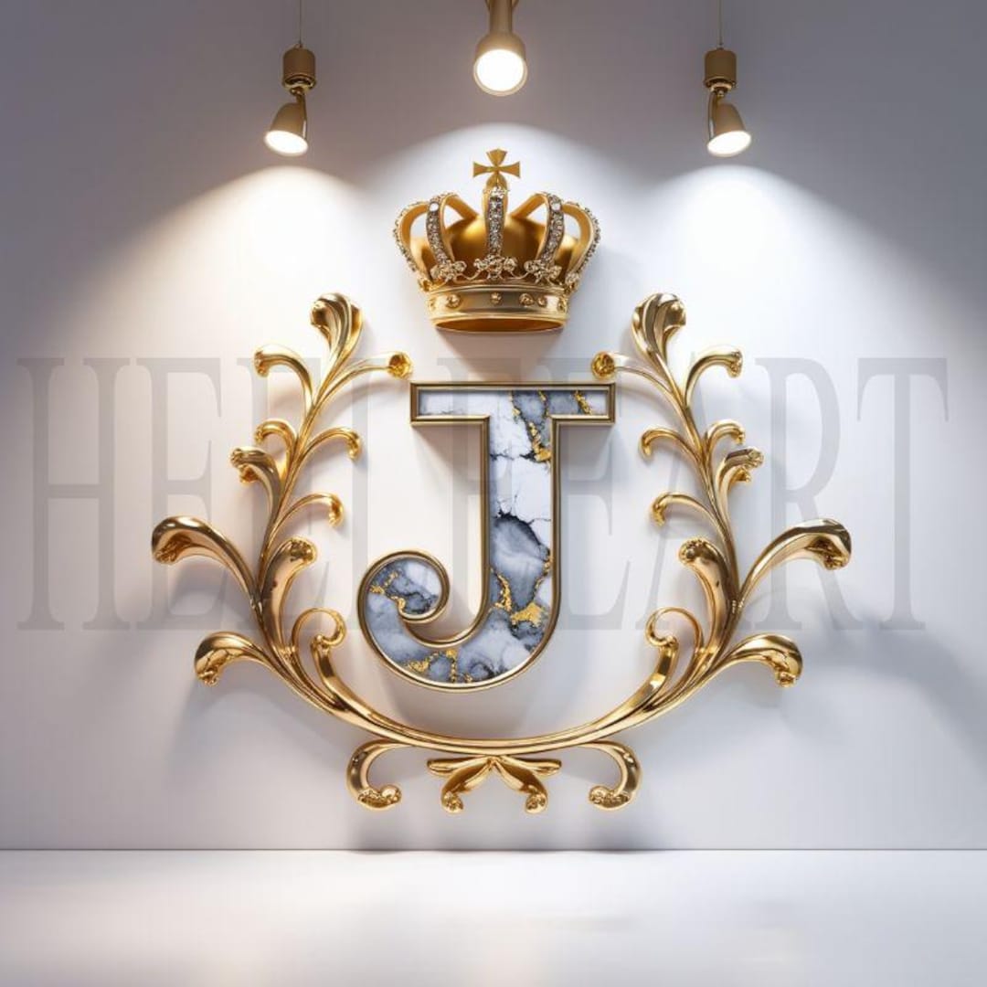 Digital Download Monogram J Letter With Crown, Royal Alphabet Initial ...
