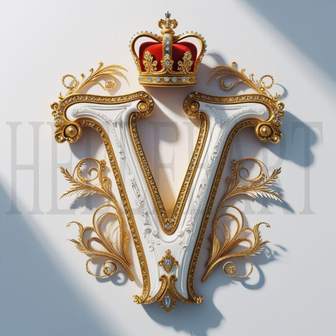 Golden Letter V Monogram With Crown Luxury Digital Download, Royal ...