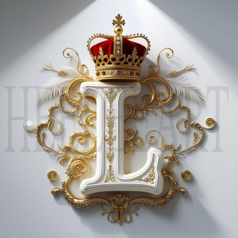 Golden Letter L Monogram With Crown – Luxury Digital Download, Royal ...