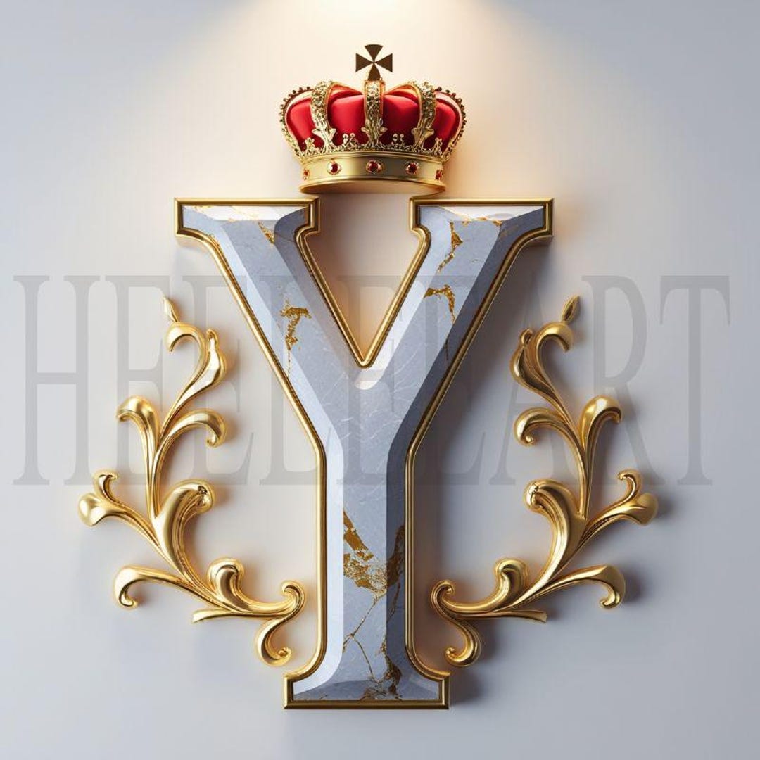 Digital Download Monogram Y Letter With Crown, Royal Alphabet Initial ...