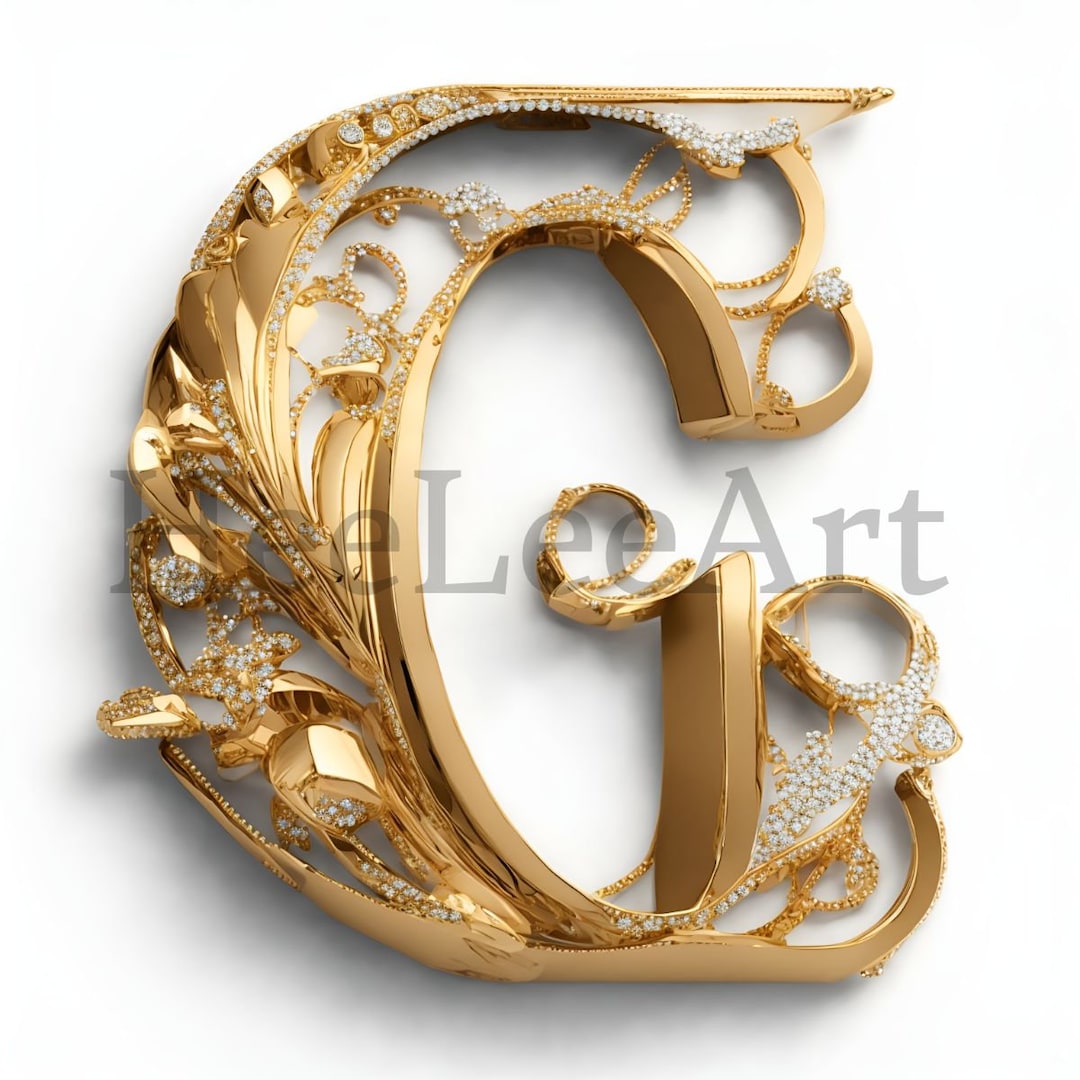 Letter G Platinum Golden Alphabet Monogram Initials on White Background ...