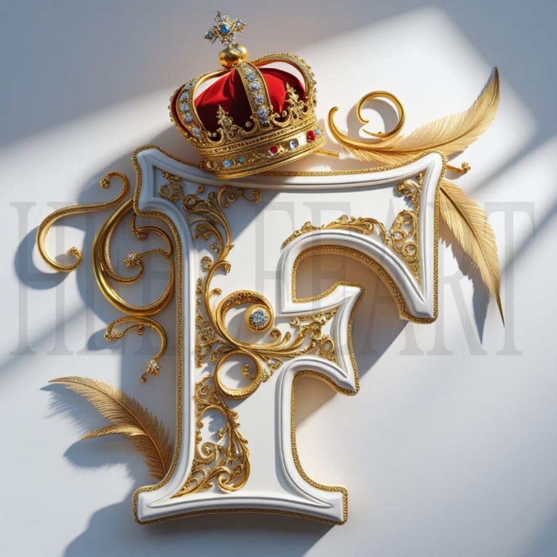 Golden Letter F Monogram With Crown Luxury Digital Download, Royal ...