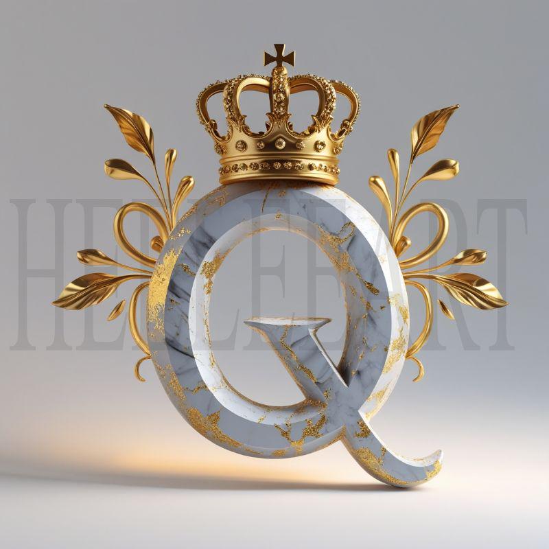 Digital Download Monogram Q Letter With Crown, Royal Alphabet Initial ...