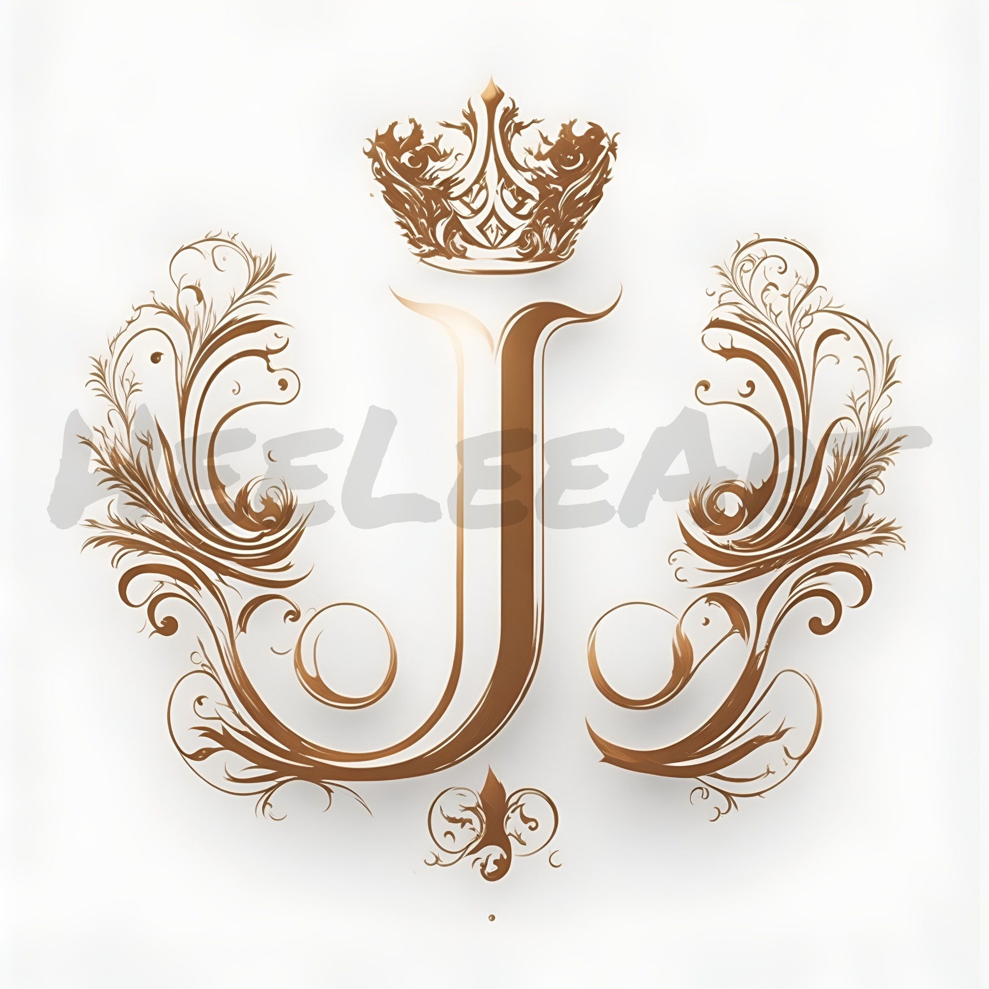 Letter J Golden Crown Alphabet Monogram Initials on White Background ...