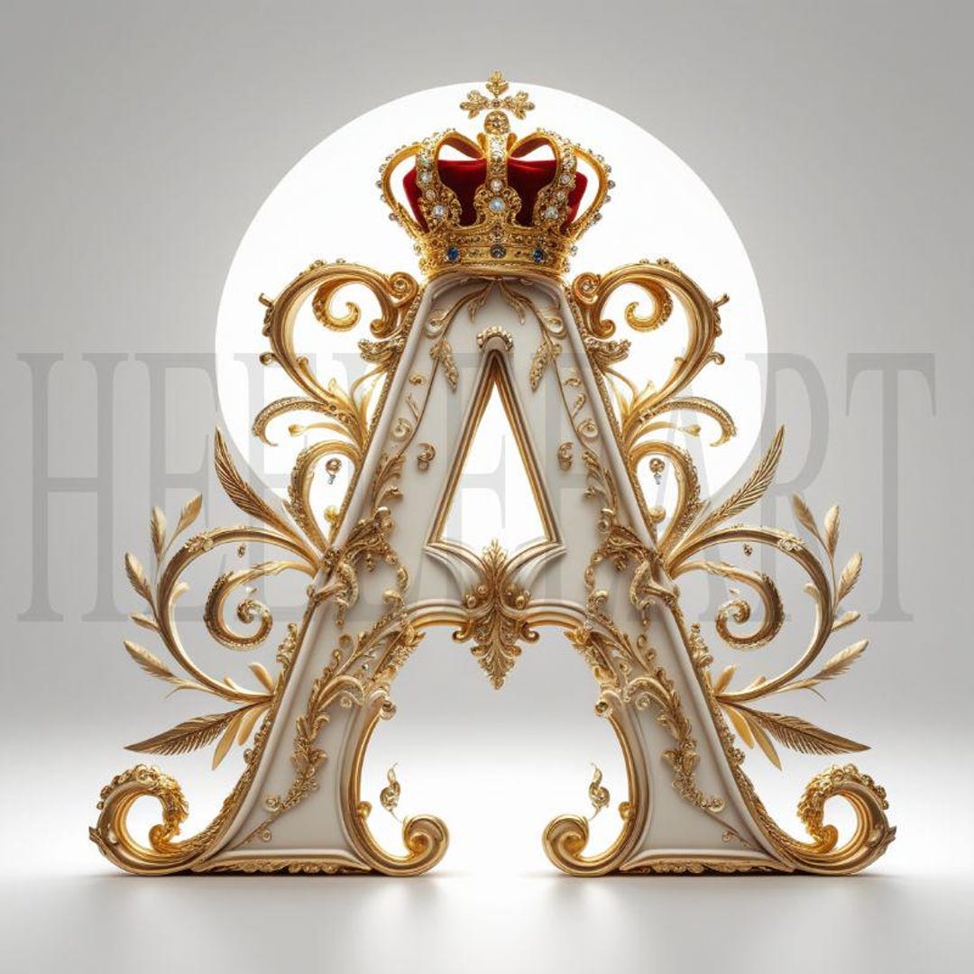 Golden Letter A Monogram With Crown – Luxury Digital Download, Royal ...