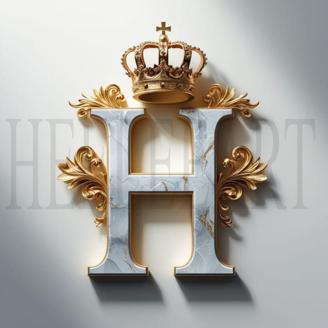 Digital Download Monogram H Letter With Crown, Royal Alphabet Initial ...