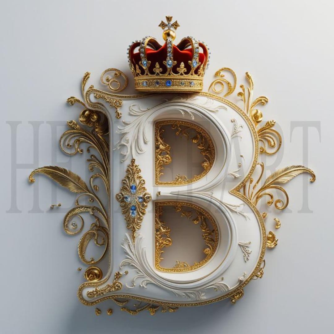 Golden Letter B Monogram With Crown – Luxury Digital Download, Royal ...